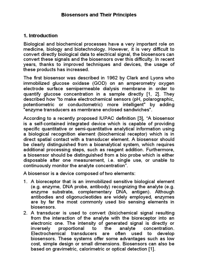 Biosensors and Their Principles | PDF | Biosensor | Carbon Nanotube