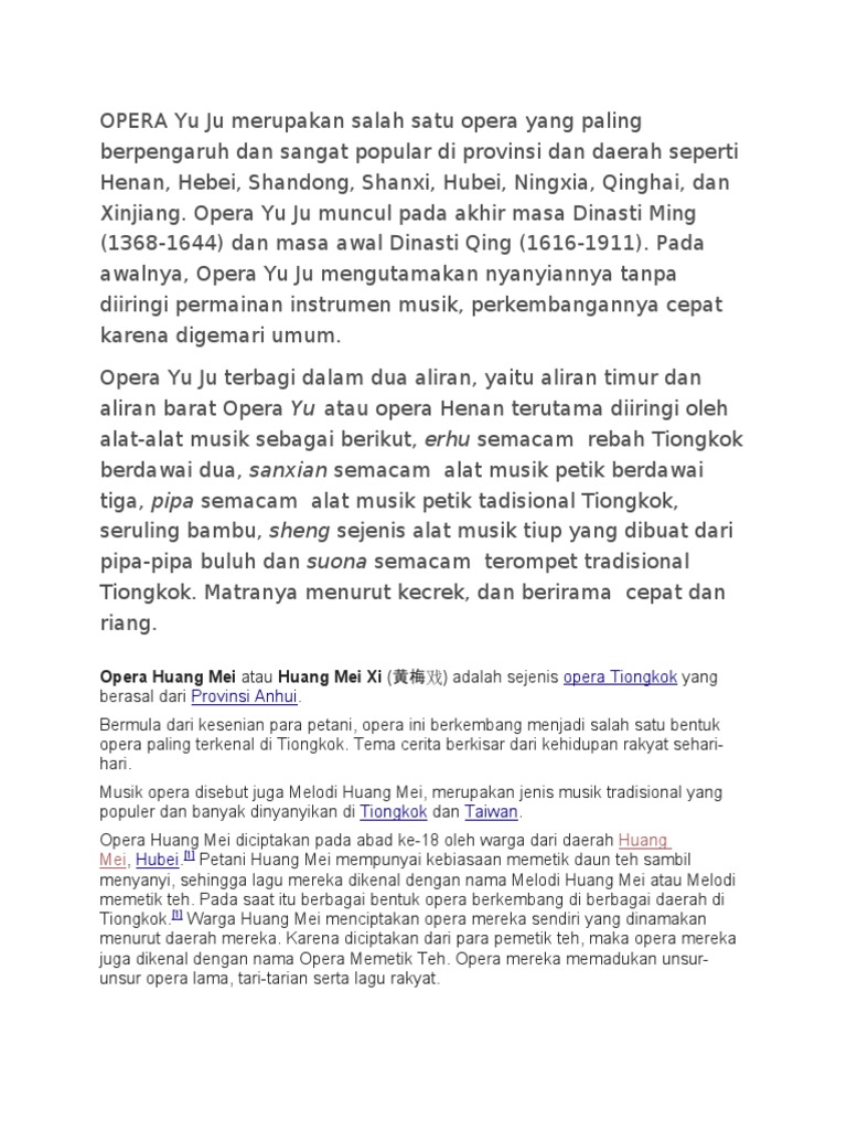 OPERA Yu Ju Merupakan Salah Satu Opera Yang Paling Berpengaruh Dan ...