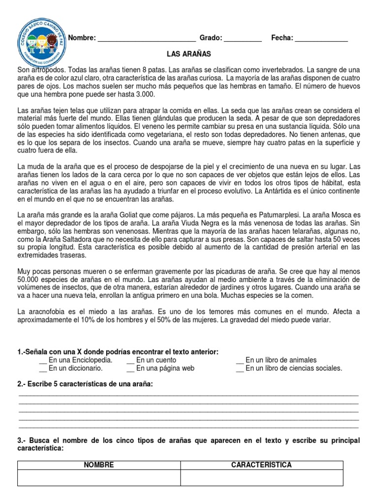 Las Arañas | Descargar gratis PDF | Araña | Organismos
