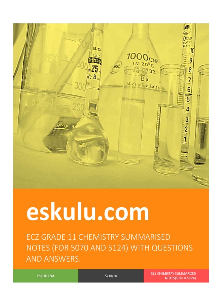 Grade 11 Chemistry Summarized Notes | PDF | Gases | Mole (Unit)