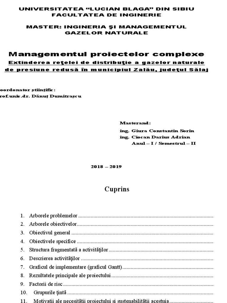 Prezentare Managementul Proiectelor Complexe | PDF