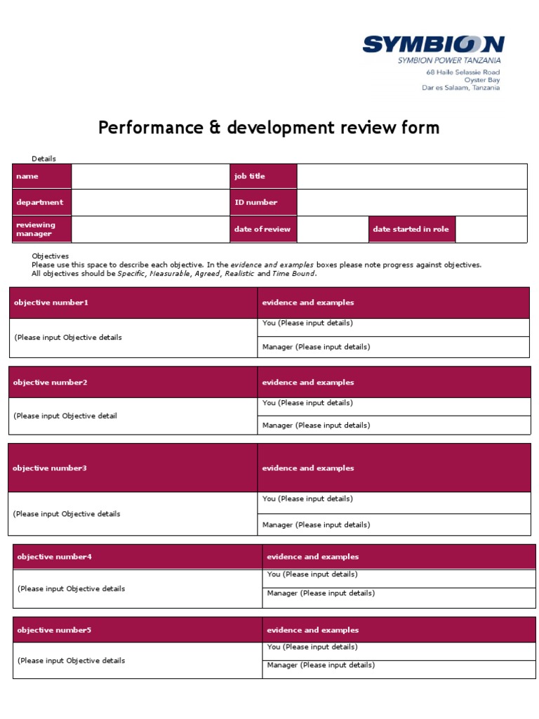 Performance & Development Review Form | PDF | Goal | Cognition