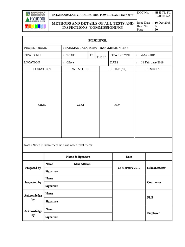 Noise Level T.08-T.07 | PDF