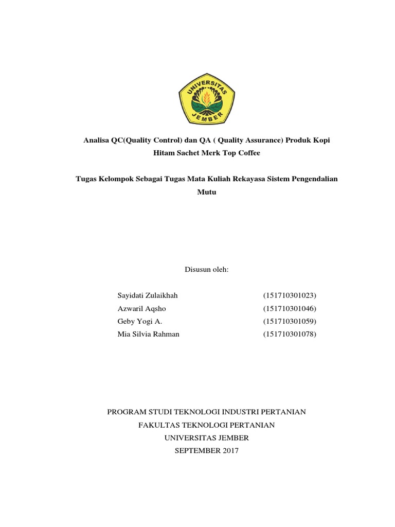 Analisa QC Quality Control Dan QA Qualit PDF | PDF