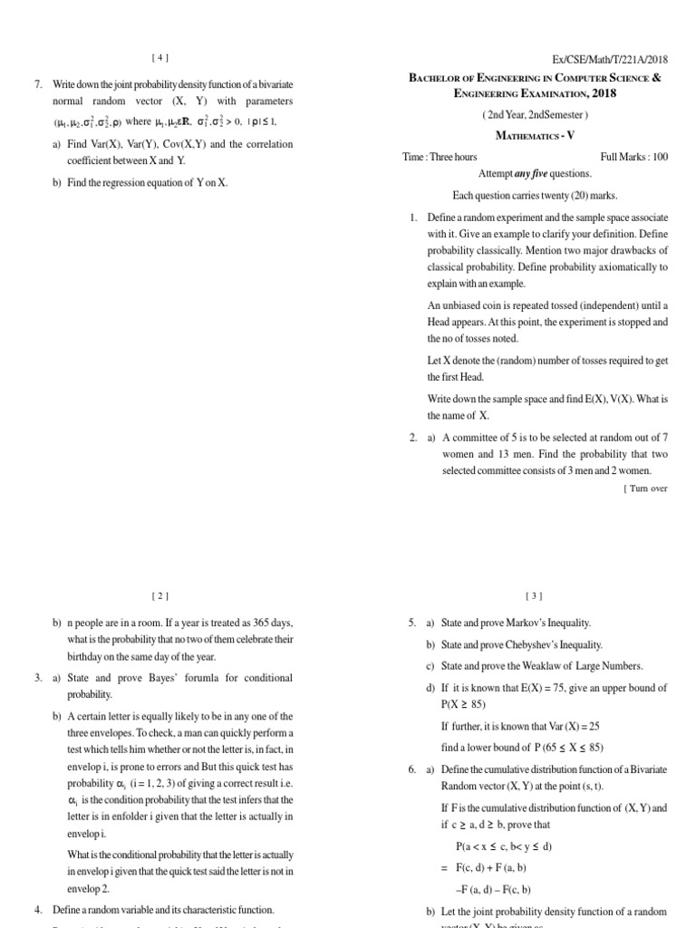 Mathematics - V | PDF | Variance | Statistical Theory