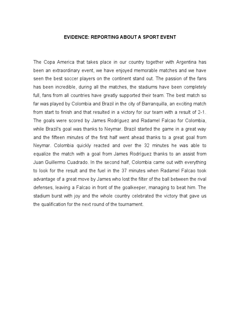 Evidence Reporting About A Sport Event | PDF