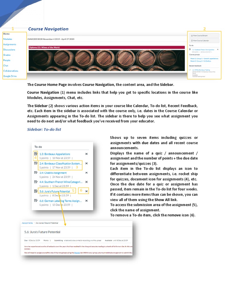 Course Navigation: Sidebar: To-Do List | PDF | Menu (Computing ...