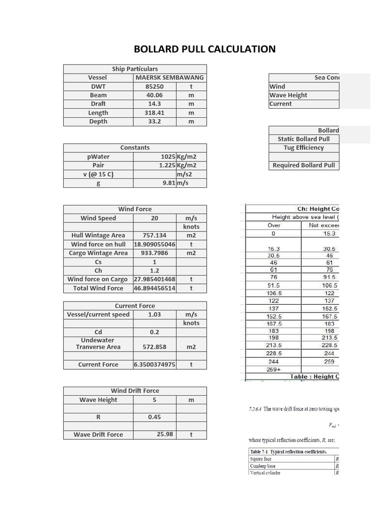 Bollard Pull Calculation for MAERSK SEMBAWANG | PDF | Home & Garden ...