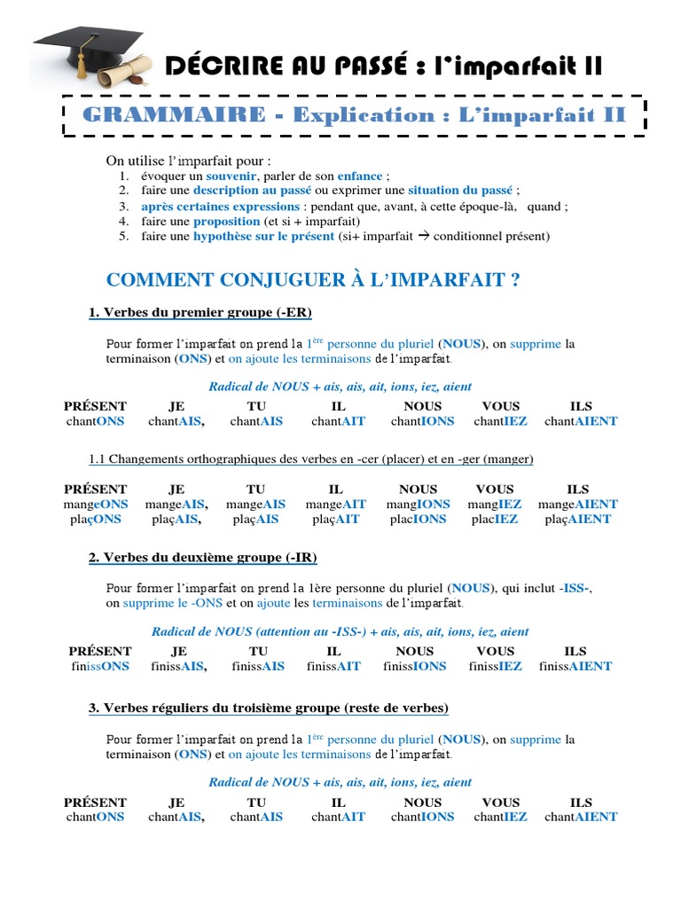Unité 3 L'imparfait II PDF | PDF | Verbe | Syntaxe