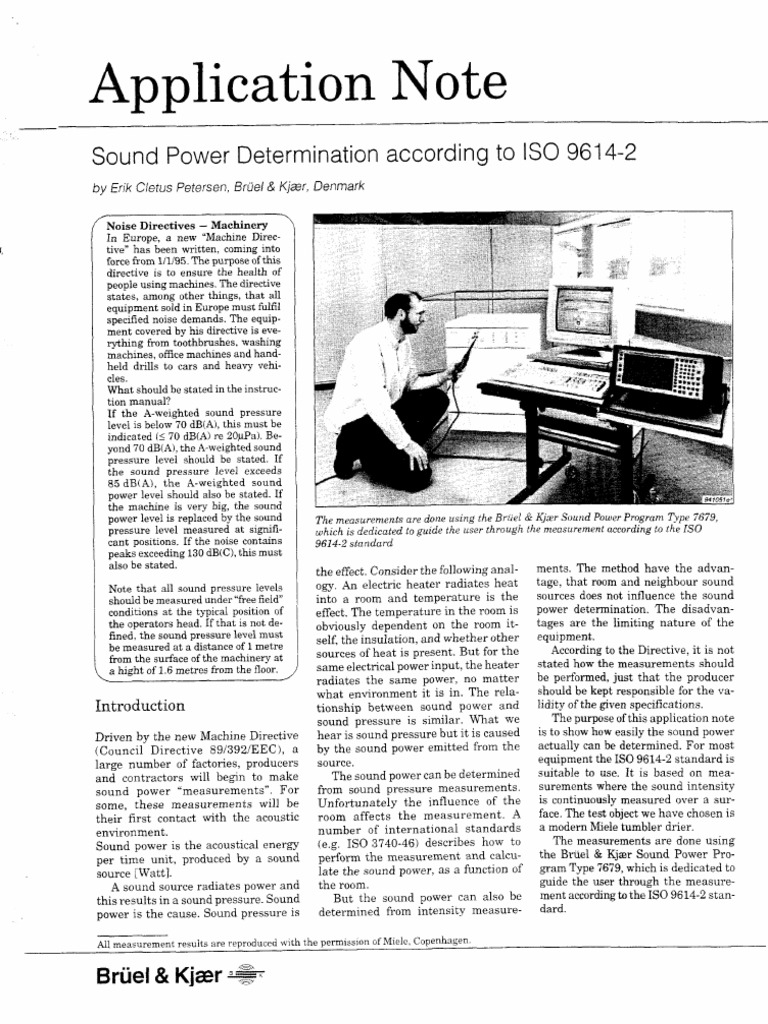 Sound Power Determination of a Miele Tumble Drier Using ISO 9614-2 | PDF | Decibel | Noise