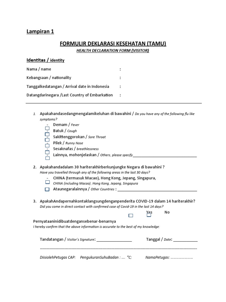 Health Declaration Form | PDF