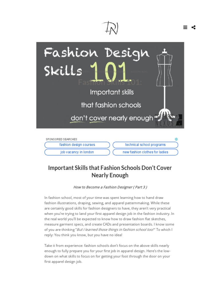 Fashion Skills 101:: Important Skills that Fashion Schools Don’t Cover ...
