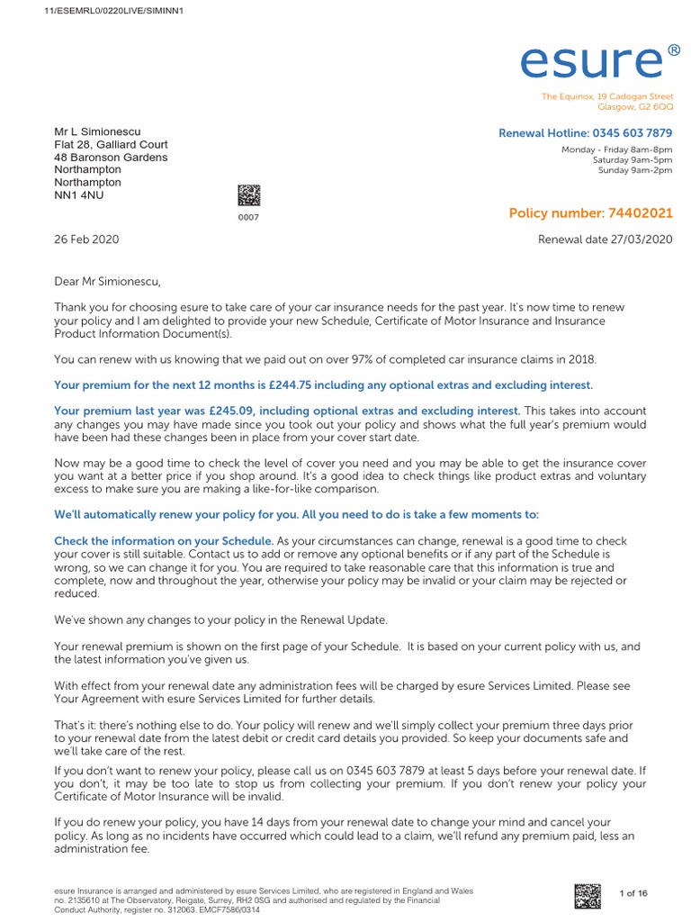 Renewal Invitation Letter 136369655 PDF | PDF | Vehicle Insurance ...
