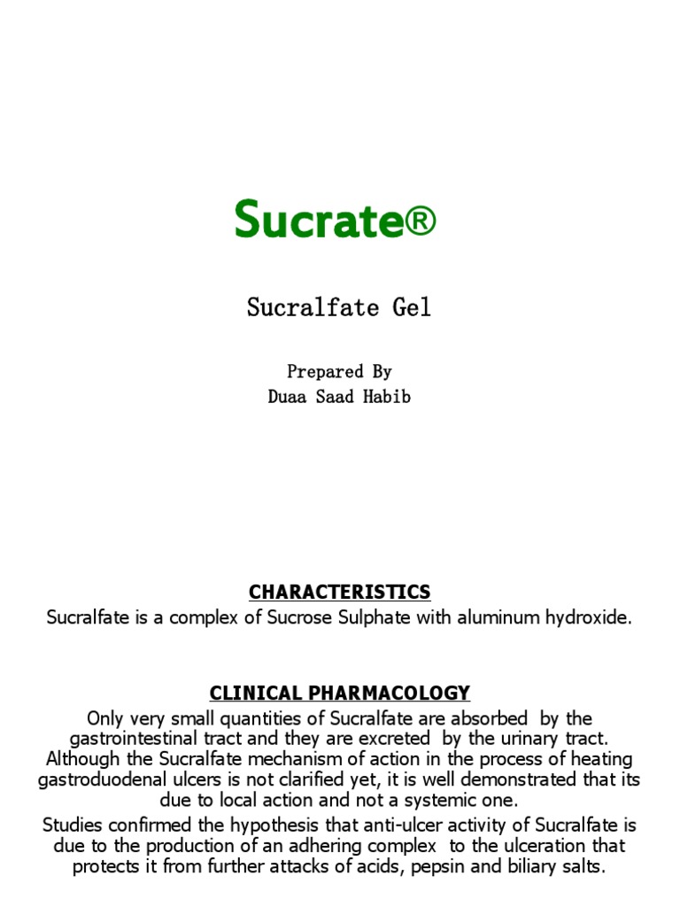 Sucralfate Gel: Uses and Dosage Guide | PDF
