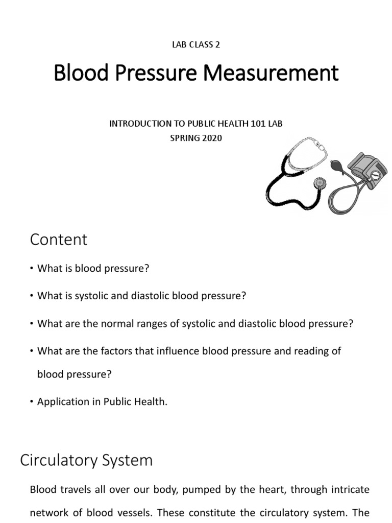 Blood Pressure Measurement: Lab Class 2 | PDF | Blood Pressure | Blood ...
