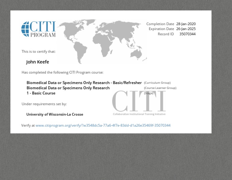 Citi Program Certificate | PDF