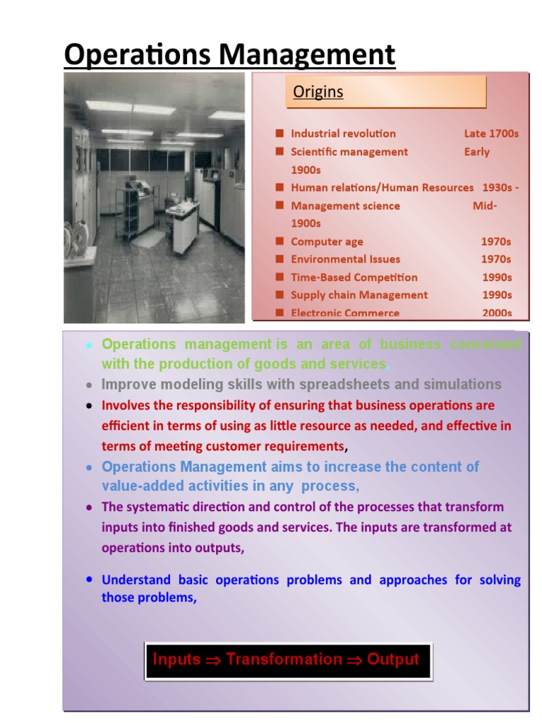 Evolution of Operations Management | PDF | Art | Technology & Engineering