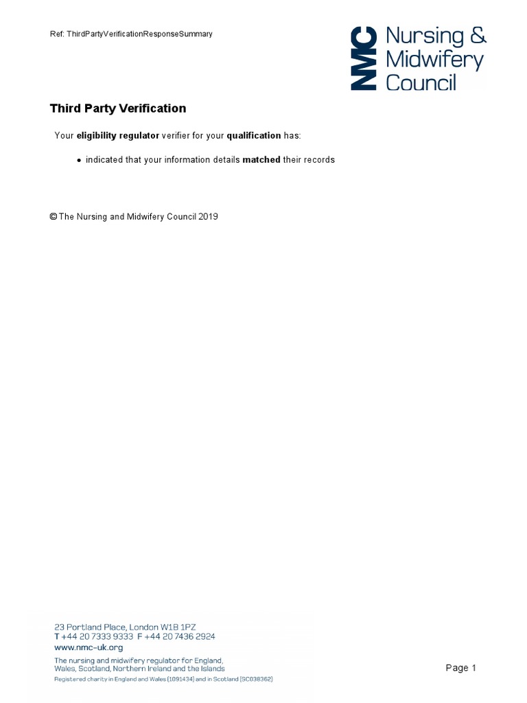 Third Party Verification Summary | PDF