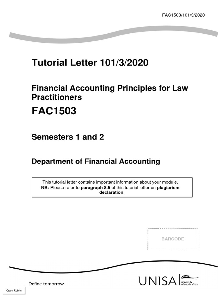 Fac Tutorial Letter PDF | PDF | Debits And Credits | Bookkeeping