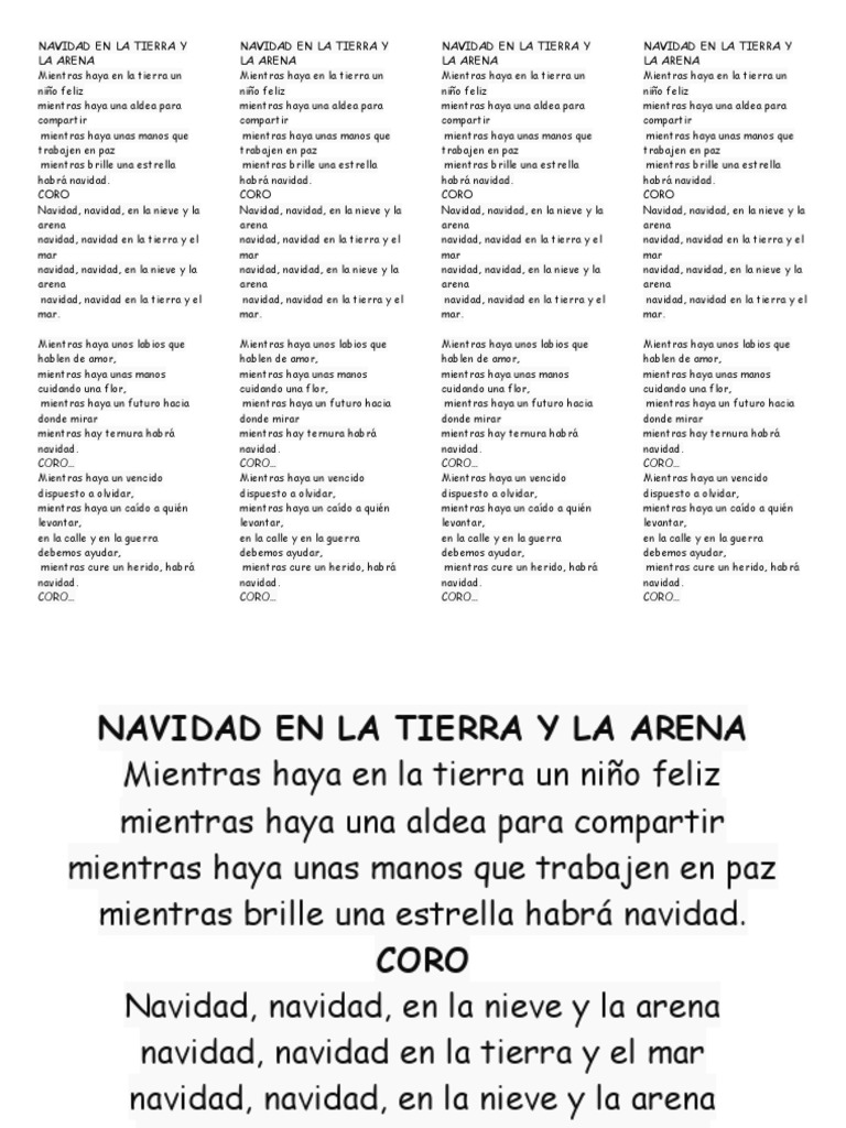 Letra NAVIDAD EN LA TIERRA Y LA ARENA | PDF | Fiesta religiosa o feriado