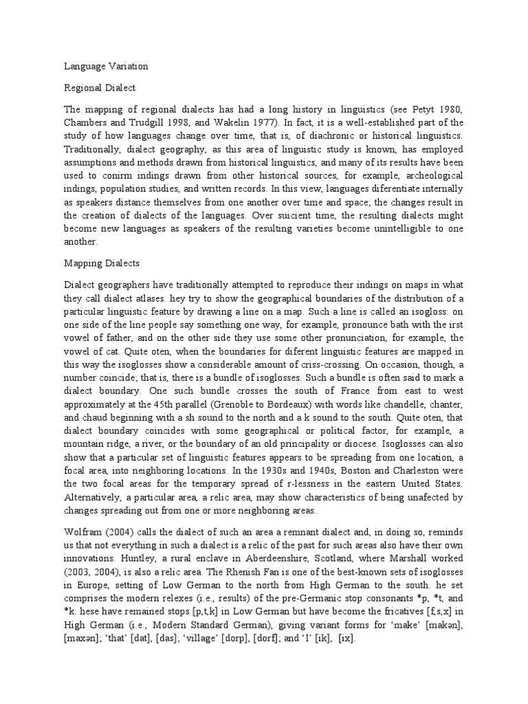 Language Variation | PDF | Linguistics | Dialectology