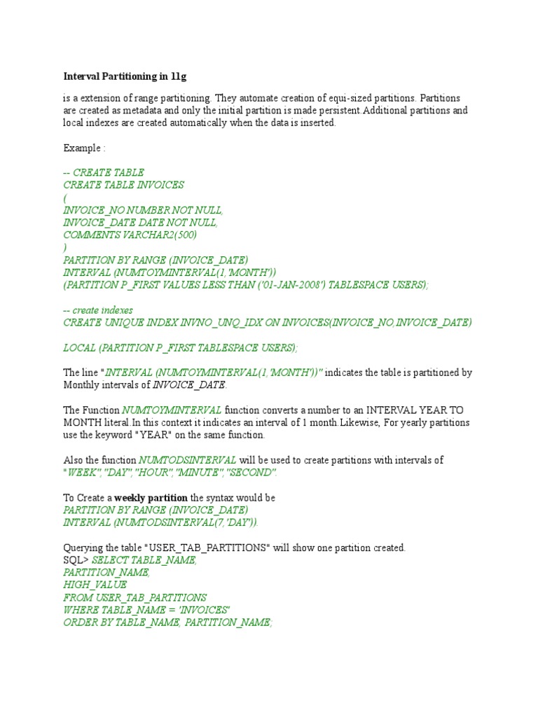 Interval Partitioning in Oracle 11g | PDF | Information Retrieval | Database Index