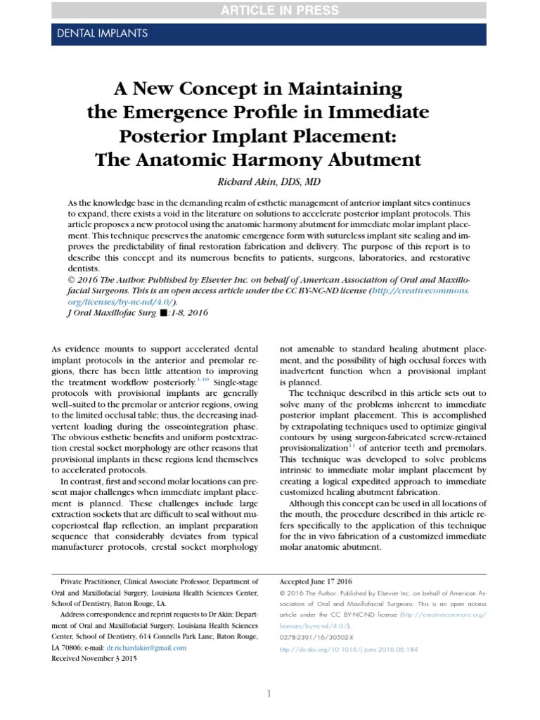 A New Concept in Maintaining The Emergence Profile | PDF | Dental ...