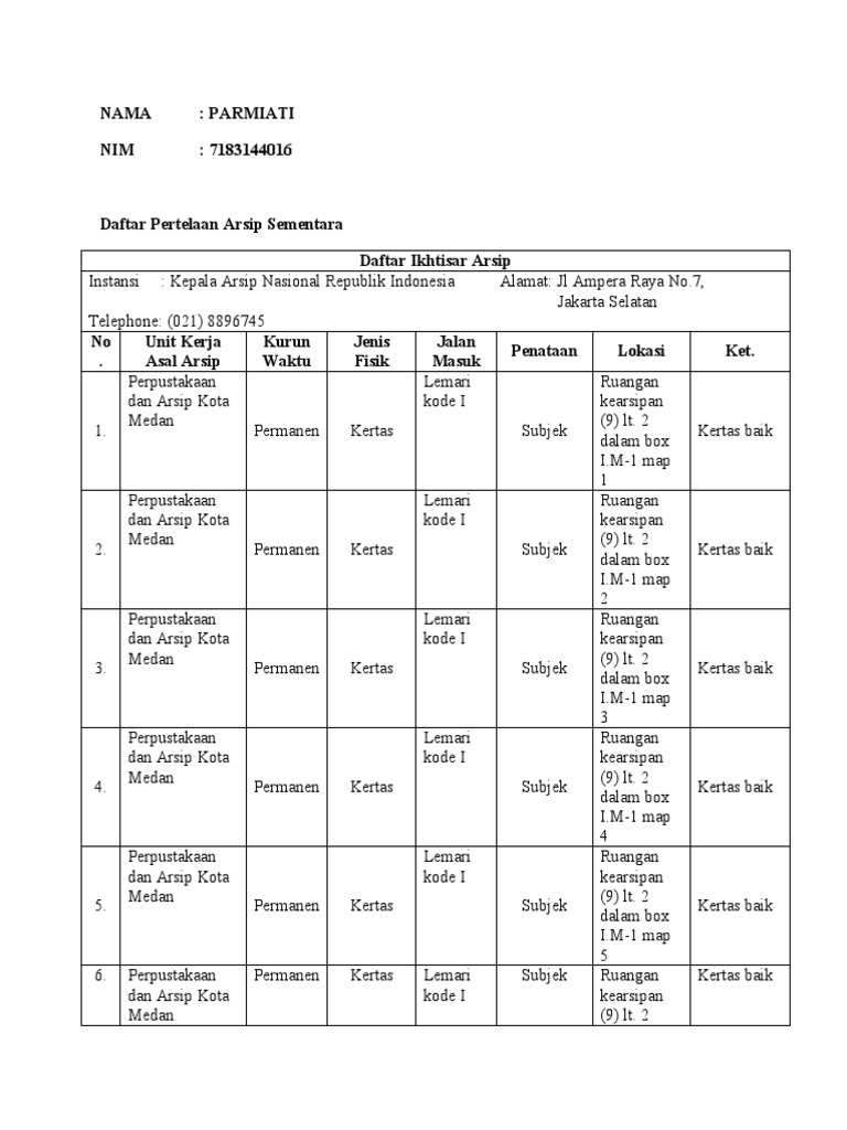 Daftar Pertelaan Arsip | PDF