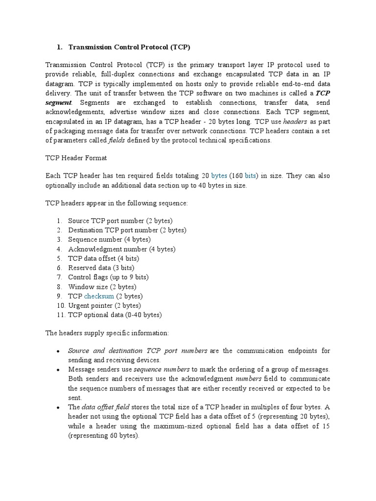 Transmission Control Protocol | PDF | Transmission Control Protocol ...