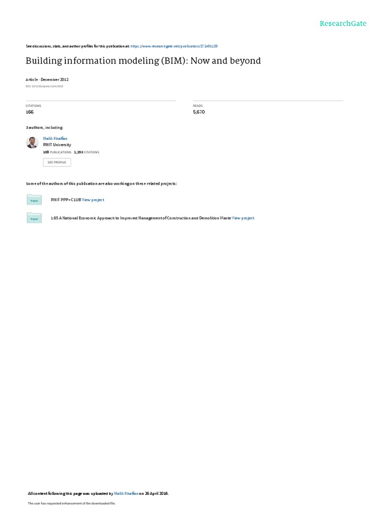 Building Information Modeling BIM Now and Beyond | PDF | Building ...