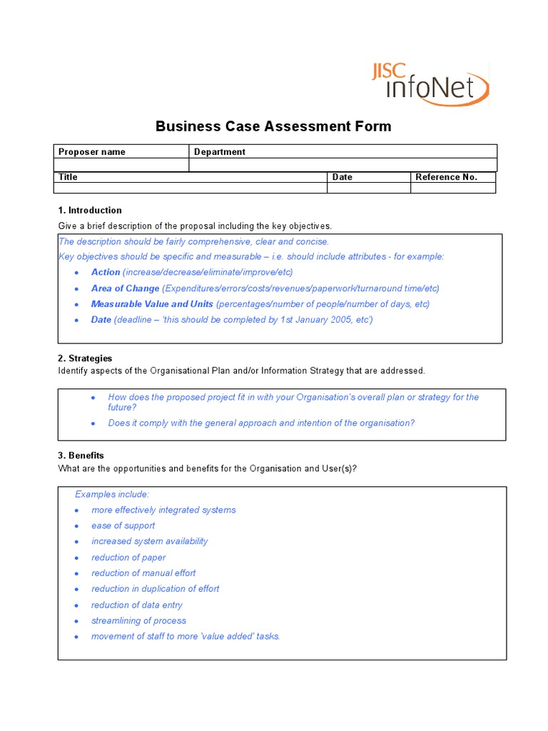 Business Case Template | PDF | Expert | Risk
