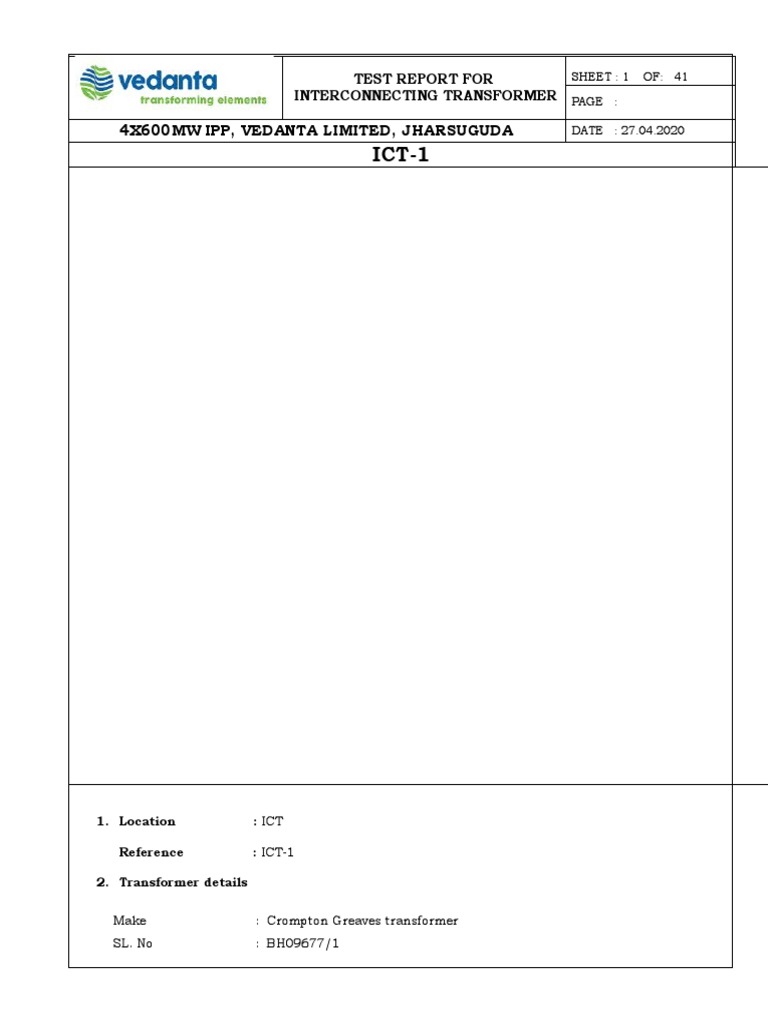 Ict-1 Test Report | PDF | Transformer | Electronic Engineering