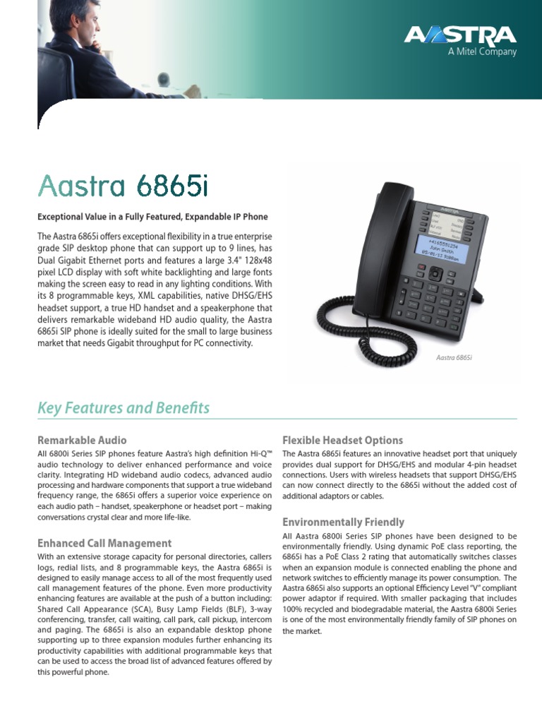 Aastra 6865i: Key Features and Benefits | PDF | Session Initiation ...