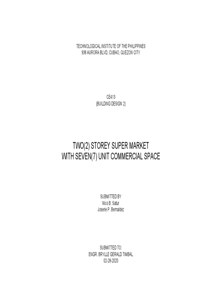 Two (2) Storey Super Market With Seven (7) Unit Commercial Space | PDF ...