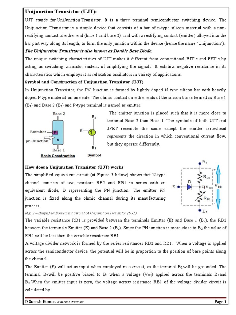 Unijunction Transistor (UJT) :: The Unijunction Transistor Is Also ...