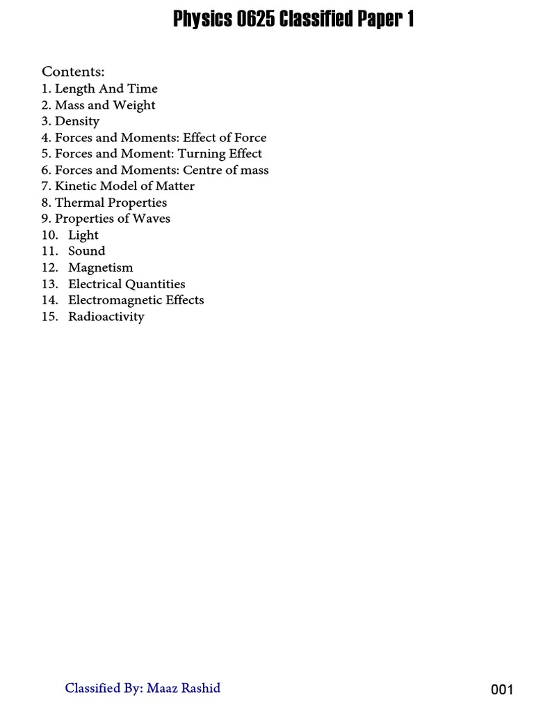 Physics Classified Paper 1 Merged Compressed PDF | PDF | Density | Weight