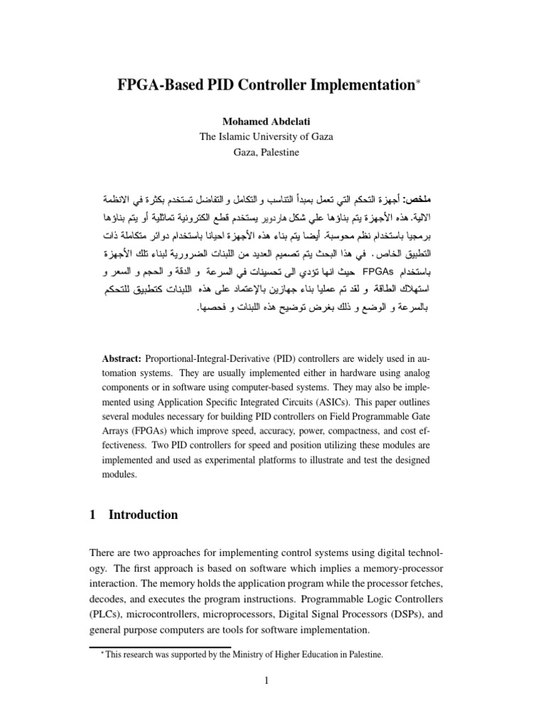 Fpga Based Pid Controller Implementation Pdf Field Programmable