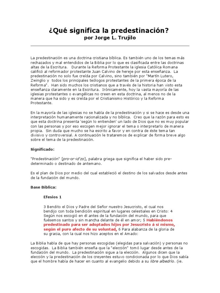 Qué Significa La Predestinación | PDF | Salvación | protestantismo