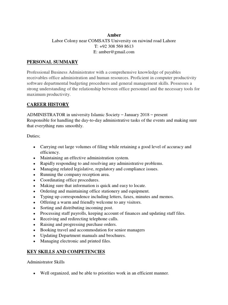 Amber CV | PDF | Competence (Human Resources) | Business