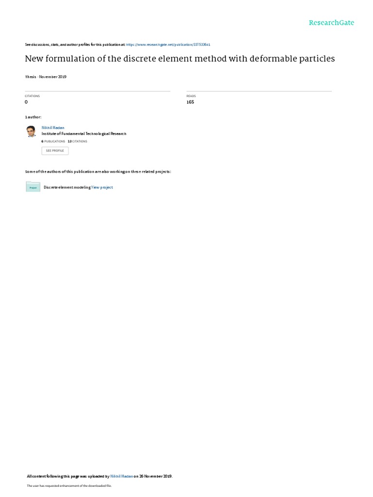 New Formulation of The Discrete Element Method With Deformable Particles | PDF | Deformation ...