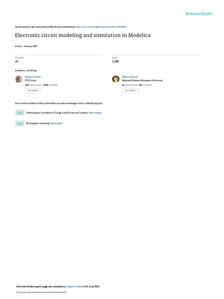Electronic Circuit Modeling and Simulation in Modelica: January 2007 ...