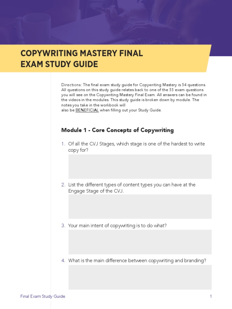 Copywriting - Study Guide | PDF | Test (Assessment) | Communication