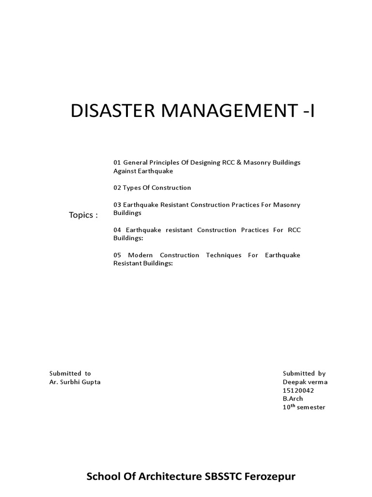 Disaster Management Building Techniques | PDF | Framing (Construction ...