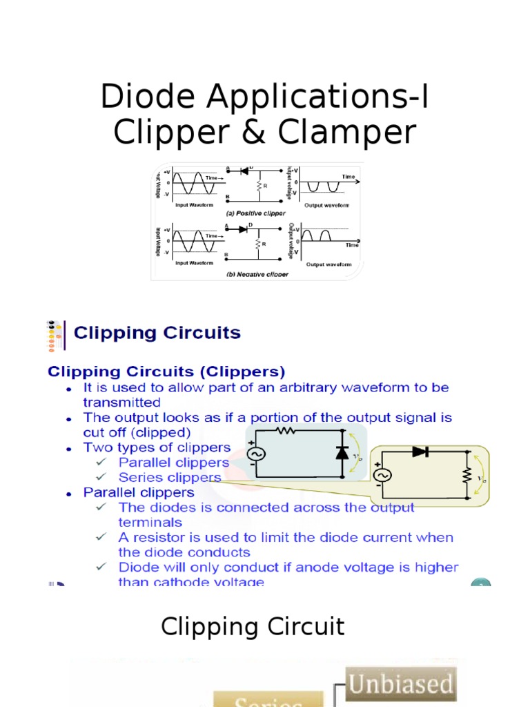 Diode Applications-I Clipper & Clamper | PDF | Electronic Circuits | Electrical Engineering
