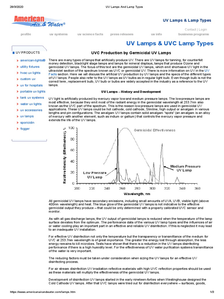 UV Lamps and Lamp Types | PDF | Ultraviolet | Fluorescent Lamp
