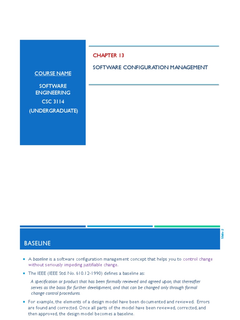 SE - Ch.13 - Software Configuration Management. | PDF | Version Control | Systems Engineering