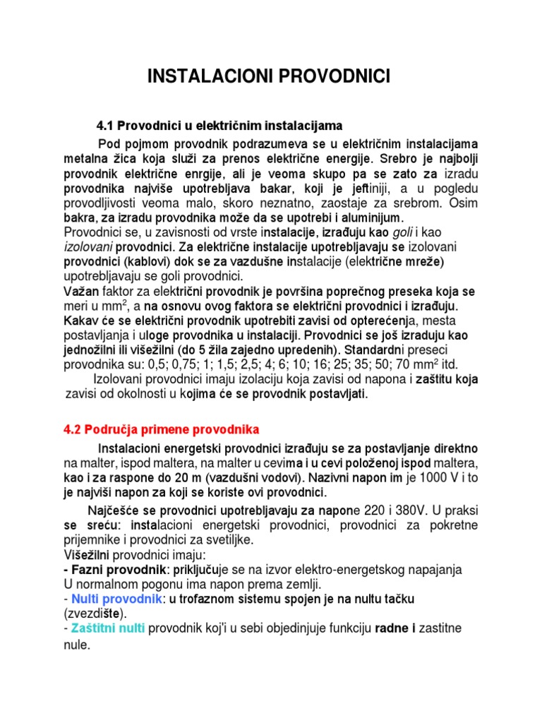 Instalacioni Provodnici | PDF