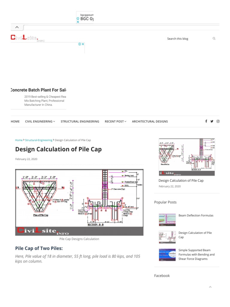 Design Calculation of Pile Cap PDF | PDF | Deep Foundation | Structural ...