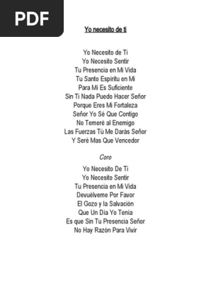 Necesito De Ti Necesito Mas De Ti