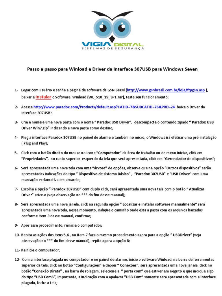 Manual de Instalação e Configuração Do Winload SEVEN | PDF | Janela ...
